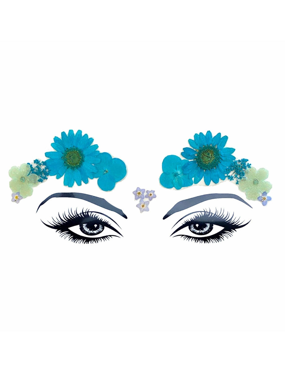 Women's Blue Dried Flower Face Stickers | Burnt Soul